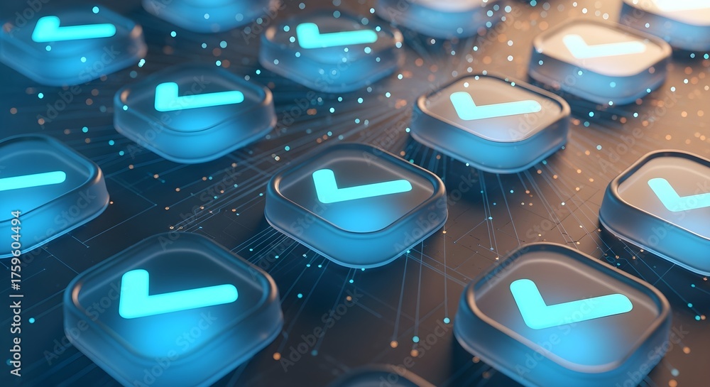 Checkmark Buttons Gleaming A Matrix of Digital Validation and Approval ...