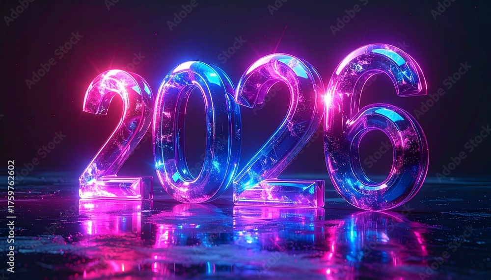 Vision 2026: An abstract, glowing depiction of the year 2026, radiating ...