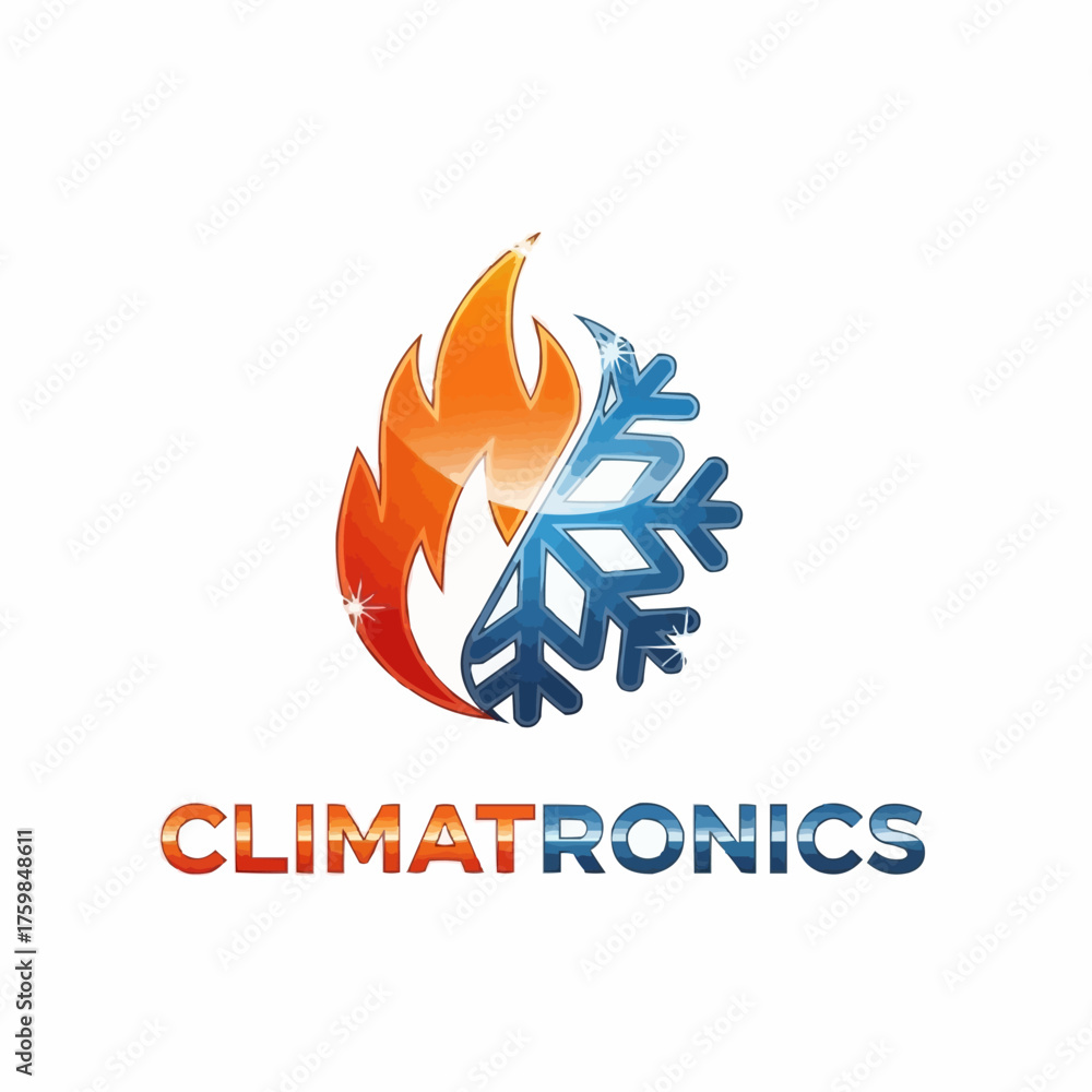 Climatronics logo with fire and snowflake symbols. Stock Vector | Adobe ...