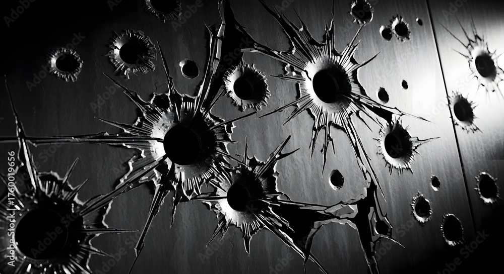 Impact Texture Bullet Holes Metal Wall Destruction Violence Shooting ...