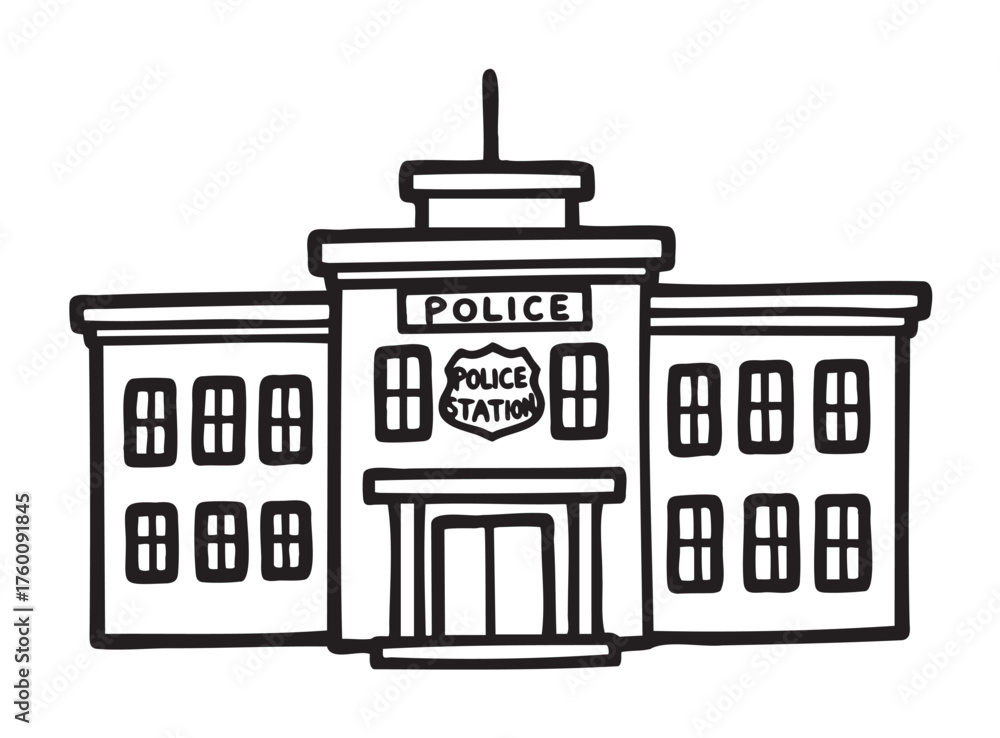 Image vectorielle Stock Black outline drawing of a simple two-story ...