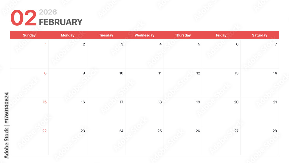 Ilustración de Stock Calendar 2026. Calendar week 2026 starts on Sunday ...