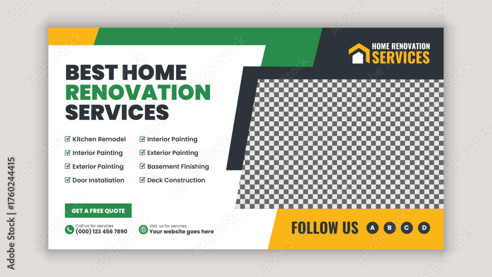 Home Repair and Renovation Banner Template Horizontal Layout for Social ...