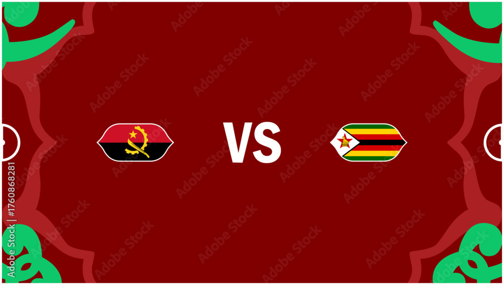 Angola And Zimbabwe African Nations Morocco 2025 Flags Teams Countries ...