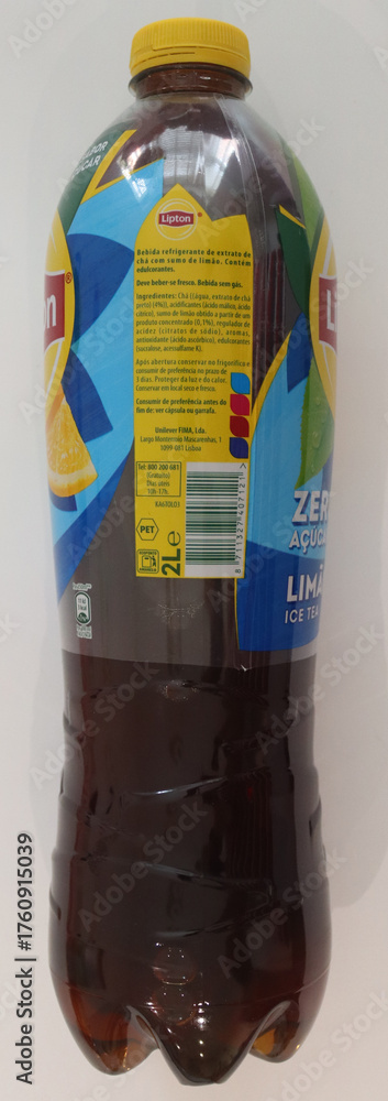 Lipton Zero Acucar Limao Ice Tea bottle photographed in Norwich ...