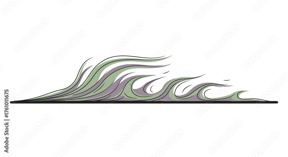 Stylized Waves Illustration - Dynamic Water Design with Flowing Lines ...