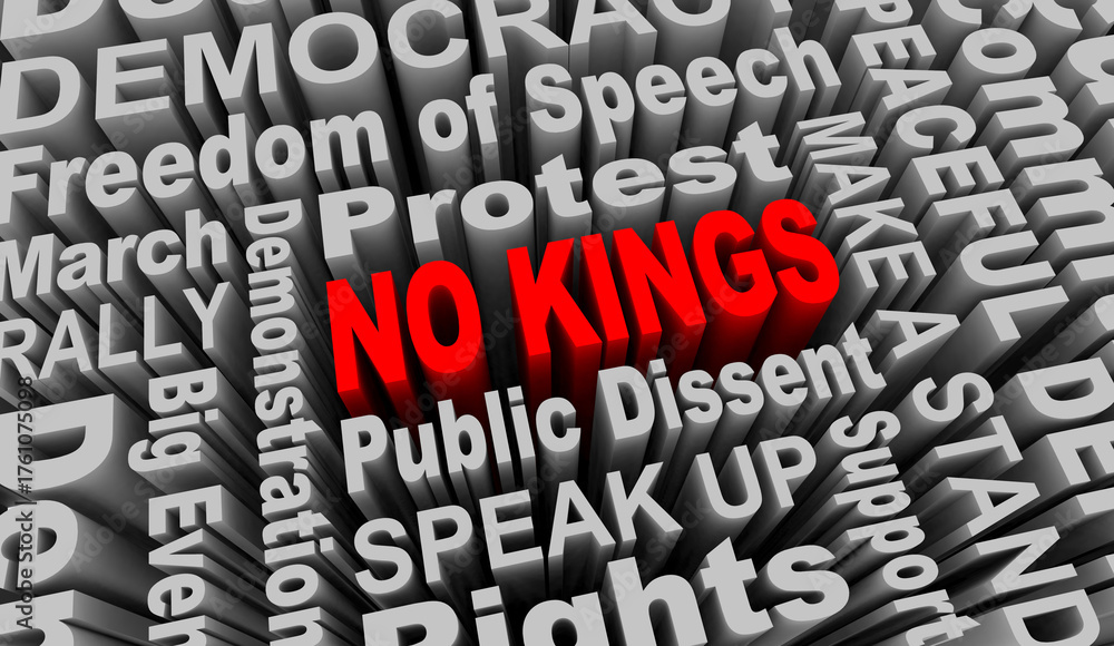 No Kings Protest Against Dictatorship Protect Democracy Words 3d ...