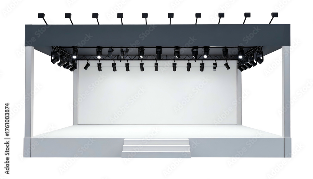 Stock-Foto „Front-facing view of a modern, empty stage with lighting ...