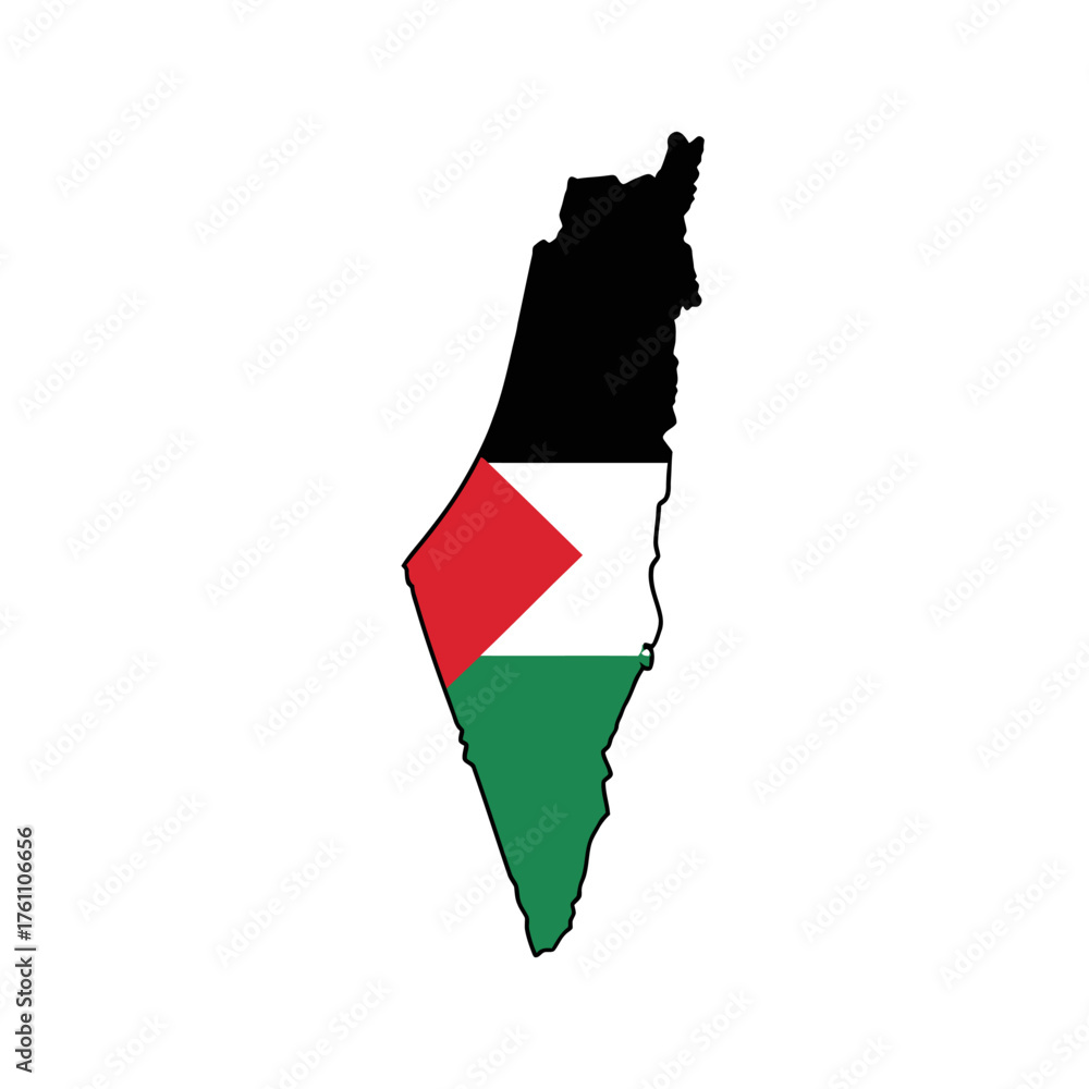 Vector de Stock Palestine Flag Map Silhouette Vector Illustration - A ...