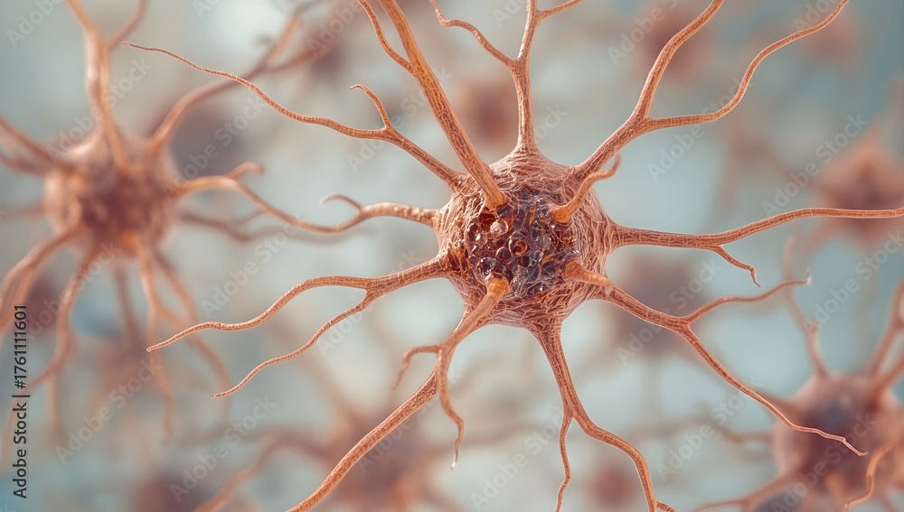 Illustration of Neurites Showing Complex Structures and Connections in ...