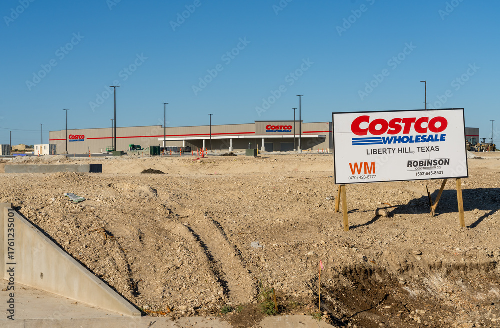 Liberty Hill, TX - 19 October 2025: Construction of new Costco ...
