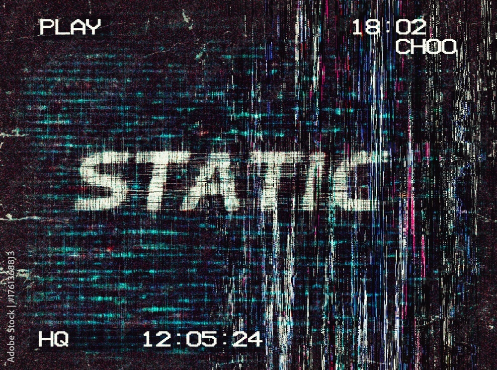Abstract Television screen vhs effect glitch distorted flickering noise ...