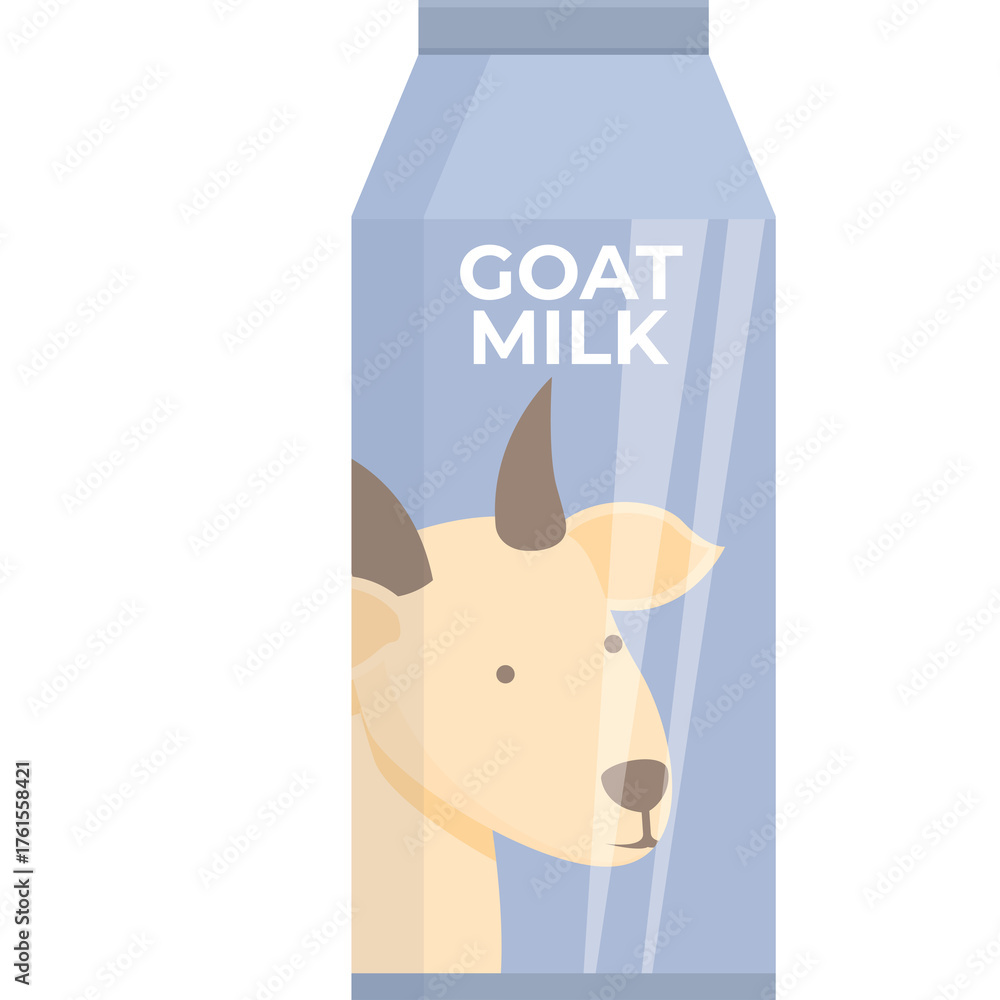 Pale Blue Carton of Goat Milk Featuring a Light Brown Goat's Head on a ...
