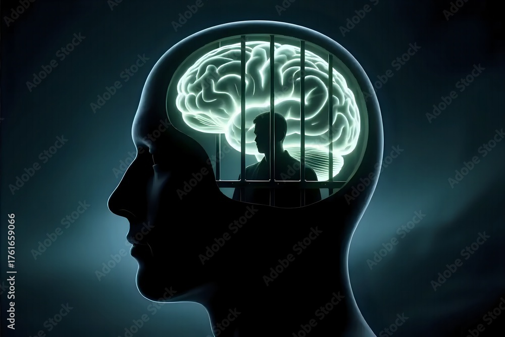 Conceptual Image of a Man Trappedbin a Psychological Prison of His Own ...
