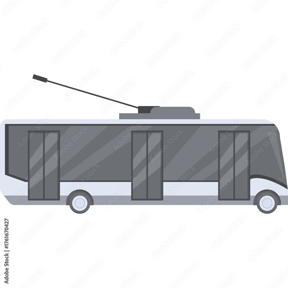 Pixel Art Trolleybus Side View With Pantograph Extended on Transparent ...