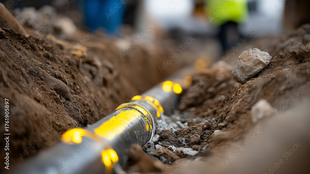 Pipeline trench with utility locating markings infrastructure ...