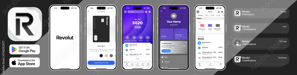 Revolut neo app banking Template UI App 2025 update liquid glass update ...