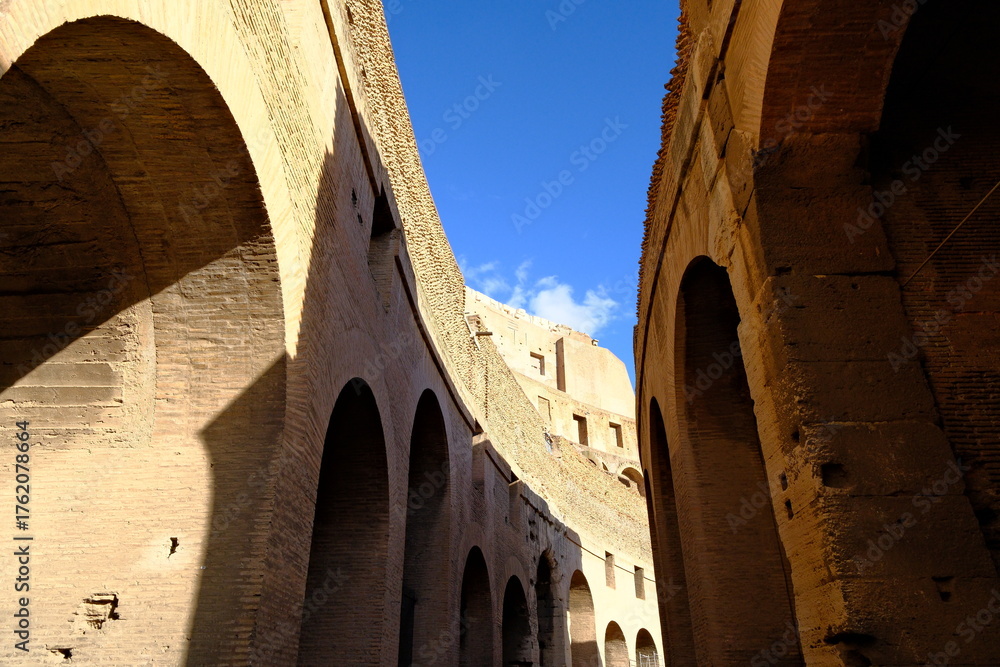 Rome,Italy-Sep.25th 2025: inside Roman Colosseum's internal passageway ...