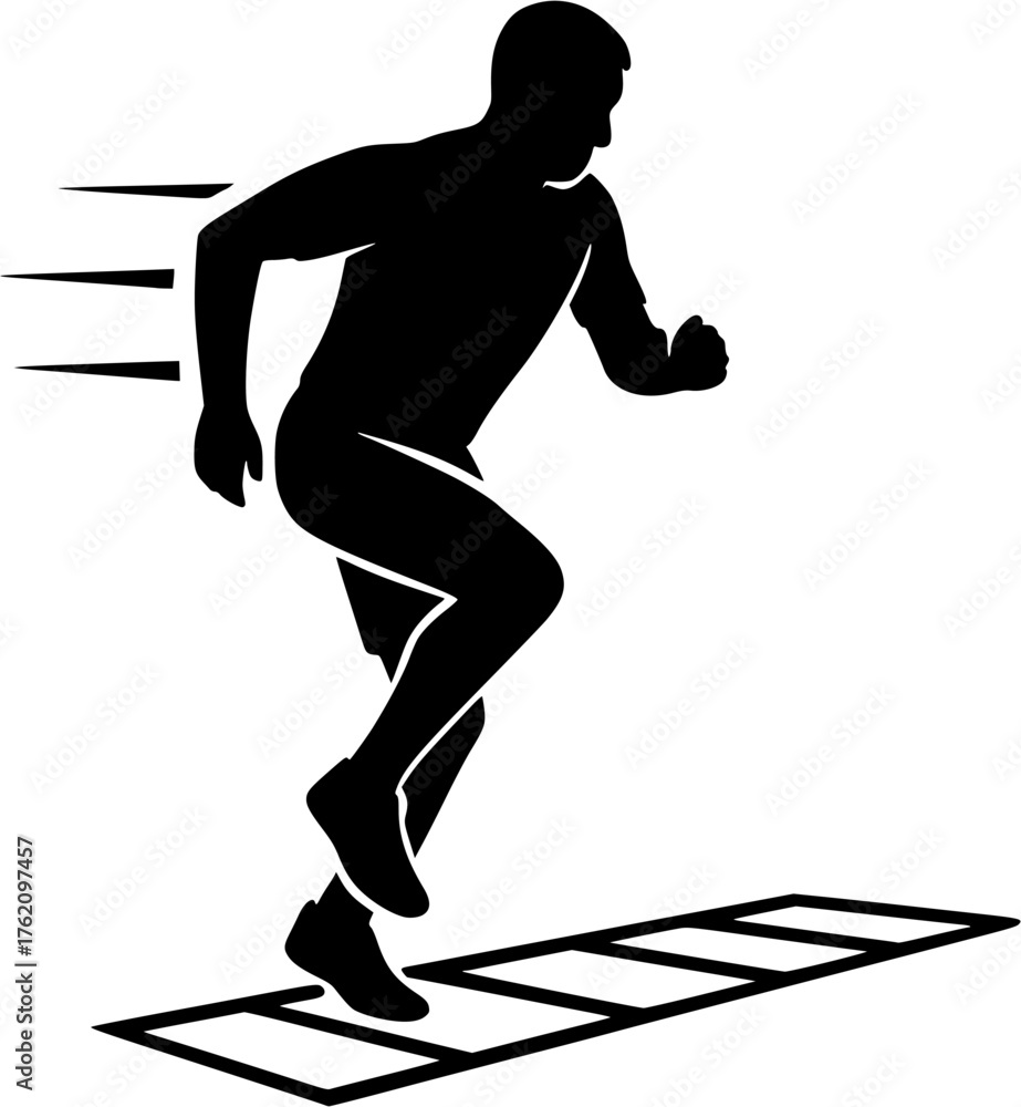 Agility ladder silhouette vector showing athlete performing speed ...