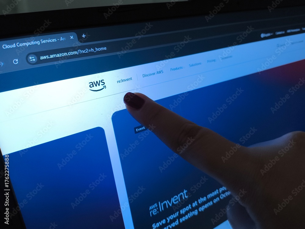 Rudny, Kazakhstan - October 20, 2025. A finger points to aws on a ...