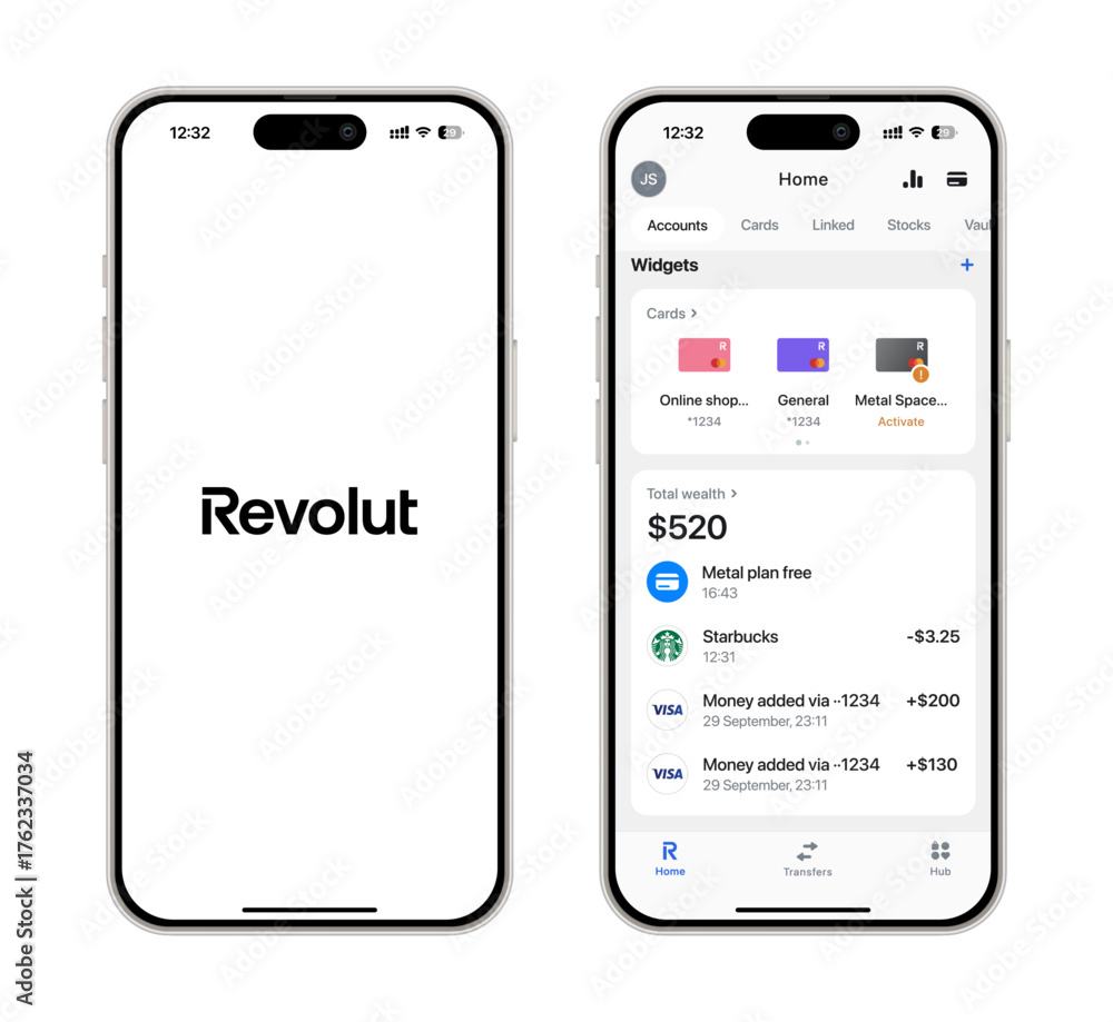 Stockvektorbilden Revolut neo app banking Template UI App 2025 update ...