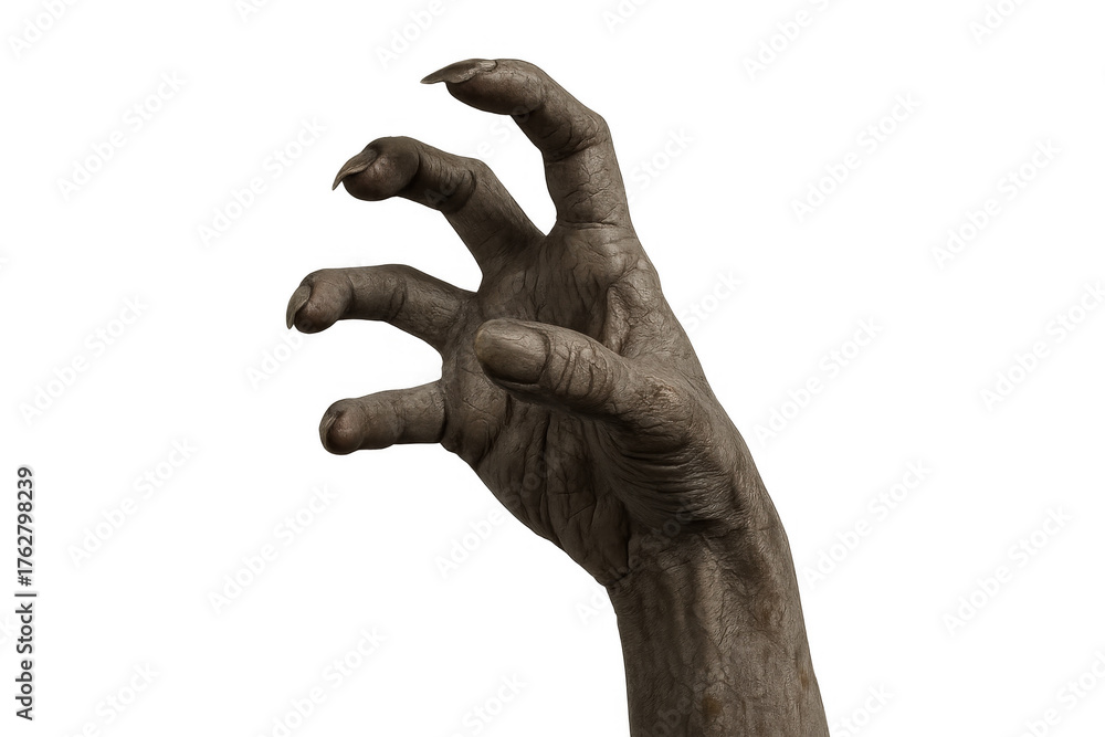 Zombie hand reaching, creepy arm with long claws, scary monster ...