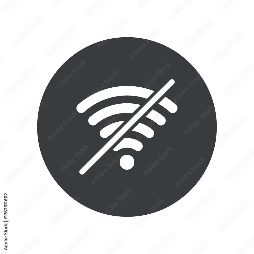 Flat Wi-Fi signal crossed out icon symbol of right to disconnect ...