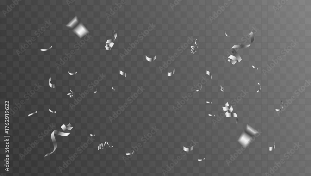 Silver confetti explosion A festive flurry of metallic streamers and ...