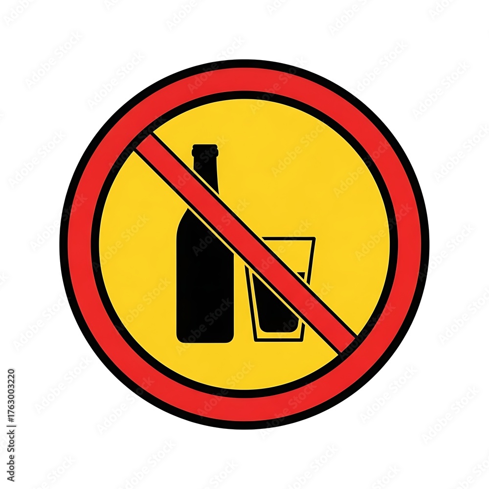 Clear prohibition symbol against alcohol consumption, signifying a safe ...