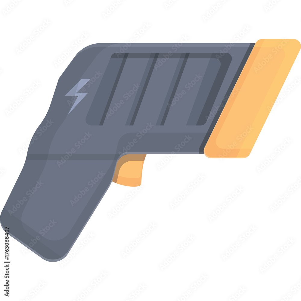Ilustración de Stock Gray and Orange Taser Device With Lightning Bolt ...
