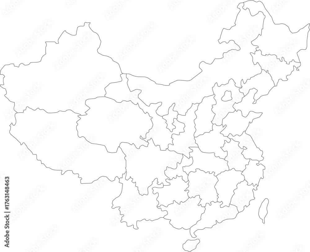 Outline Map of China with Labeled Provinces and Capital Cities, map of ...
