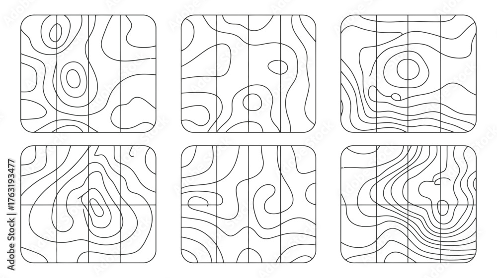 Abstract topographic map patterns, representing contour lines and ...