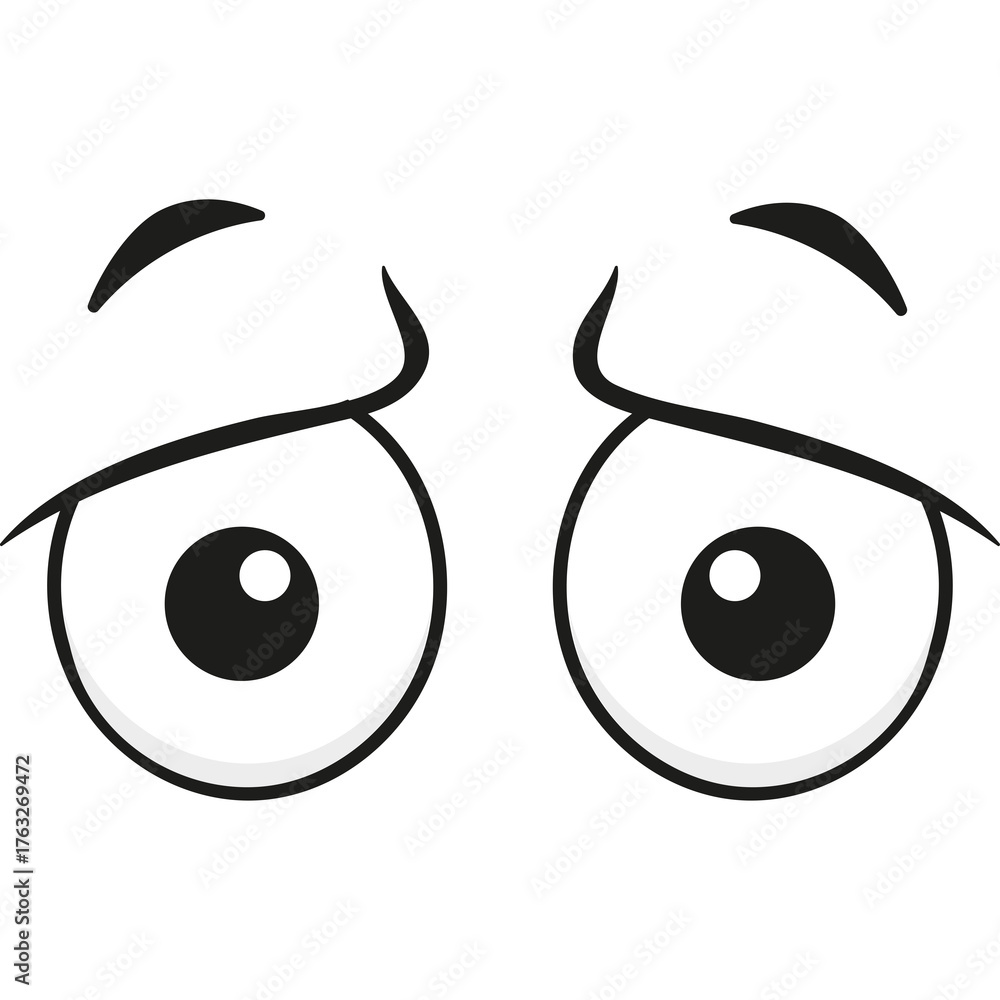 Cartoon Eyes Expressing Sadness With Subtle Worry Lines Above Brows And ...