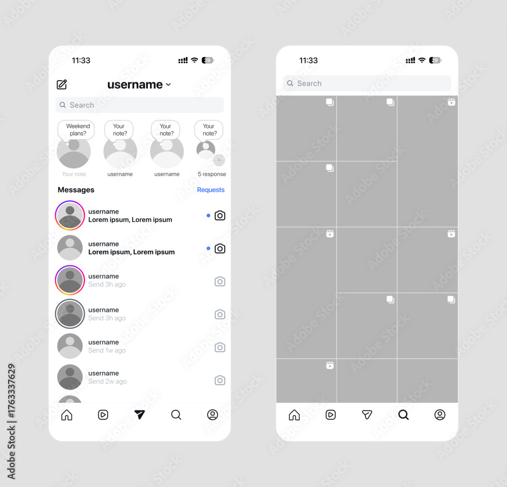 Instagram app Template UI App new 2026 update with both light and dark ...