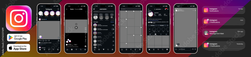 Instagram app Template UI App new 2026 update shown on iPhone 17 with ...