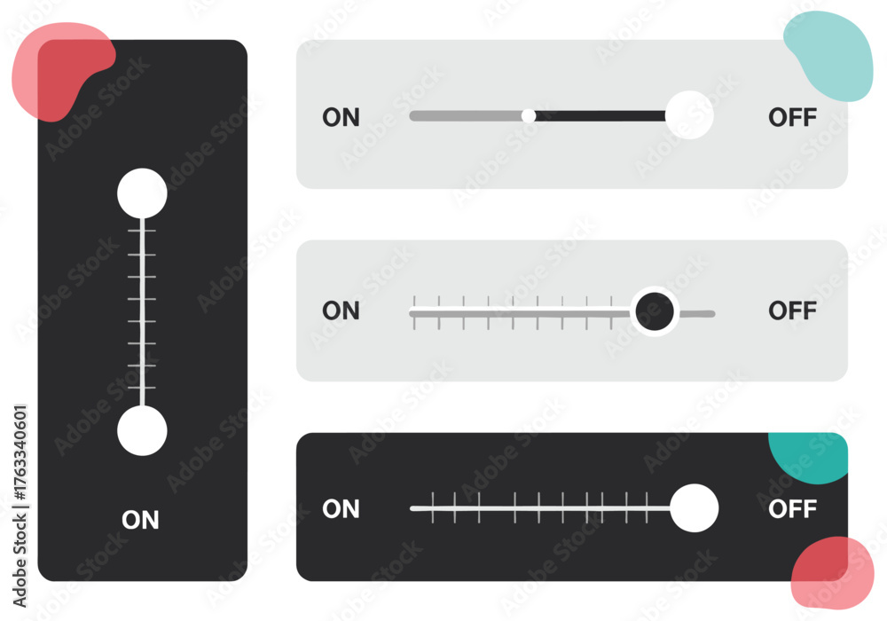 Toggle Switches - On and Off States in Vertical and Horizontal Designs ...