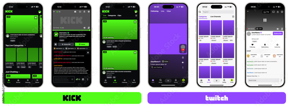 Kick Live Streaming and Twitch Streaming App UI Template 2025 update ...