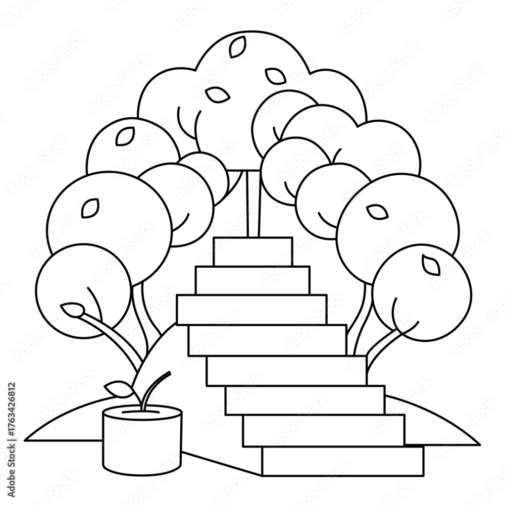 Hidden Orchard Steps Coloring Page – Secret Garden Stairway ...