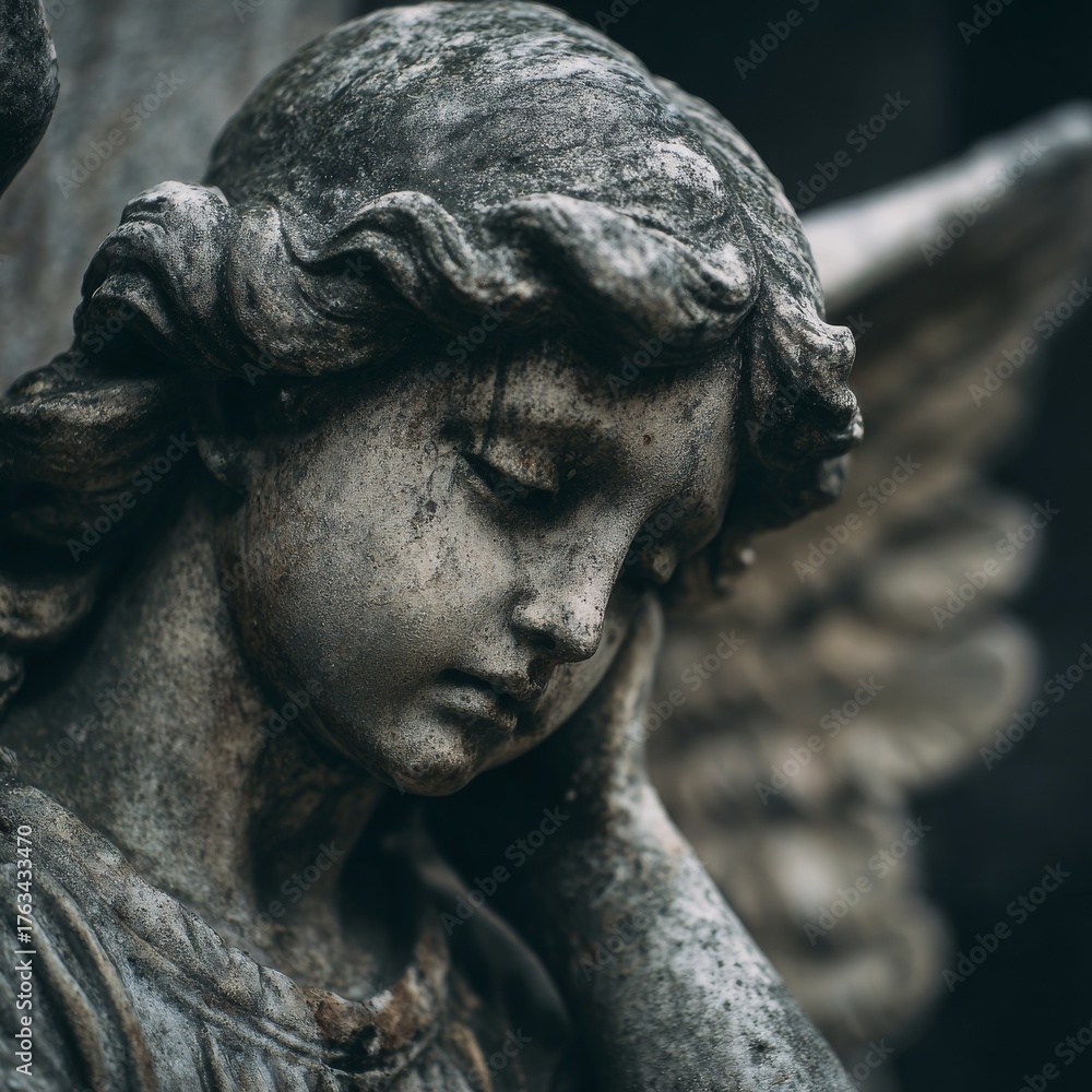 Image with background and place for caption and fragment of tragic sad ...