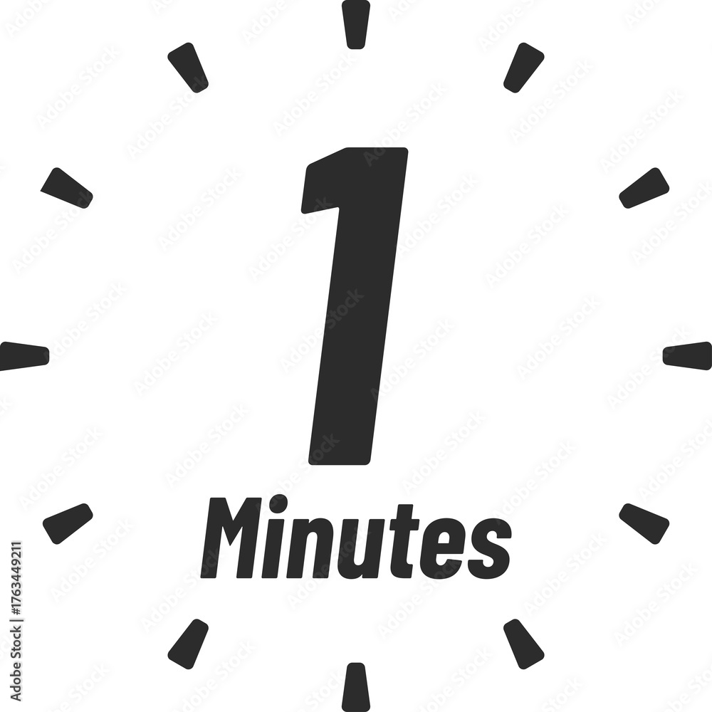 Analog Clock Face Showing One Minute With Minutes Text Below And Minute ...
