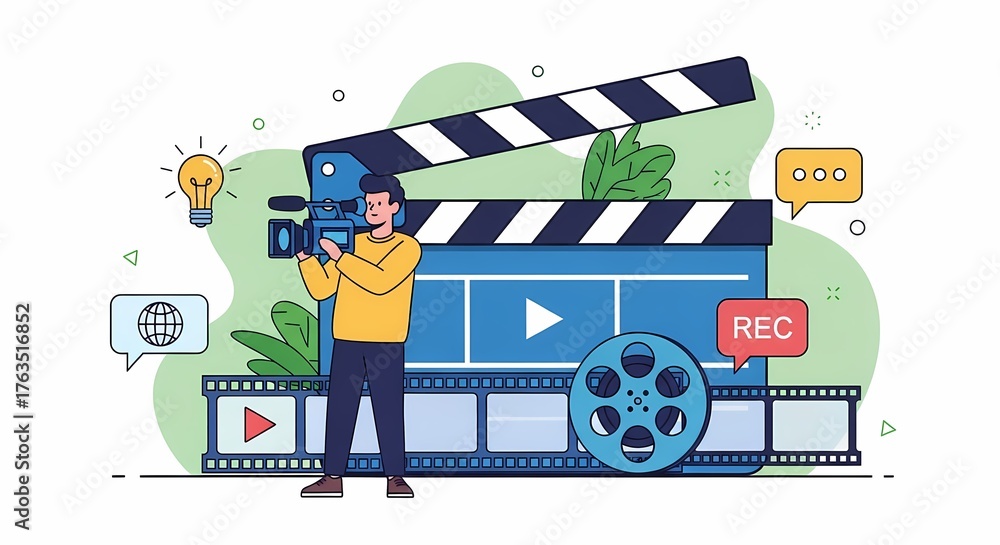 Filmmaking and Video Production Concept Director with Camera Film ...