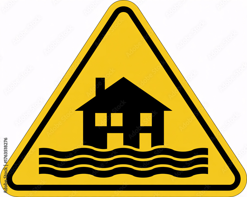 Urgent flood warning sign alerts homeowners to severe water inundation ...