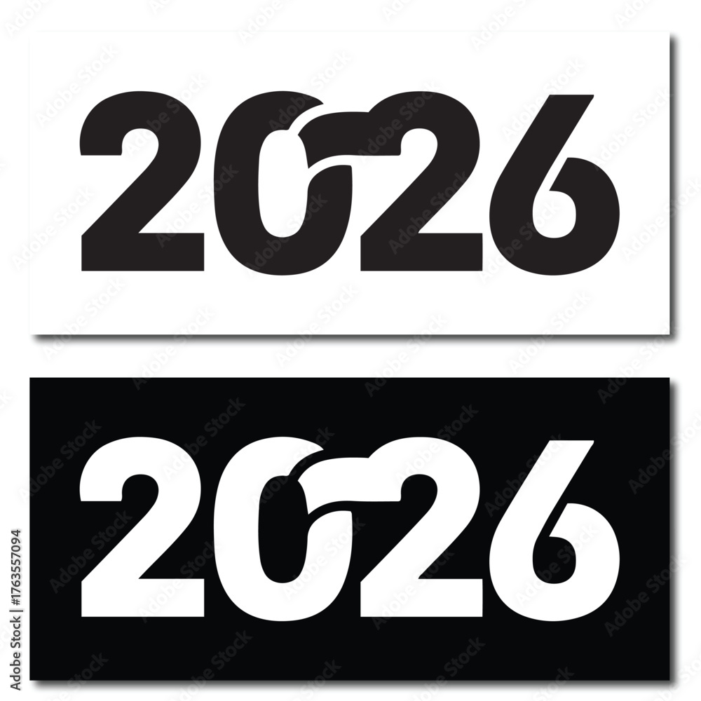 Stock-Vektorgrafik „Set of 16 Happy New Year 2026 logos. Various ...