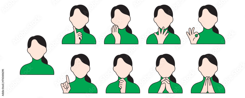 Sign Language Gestures Illustration – Human Hand Communication Vector ...