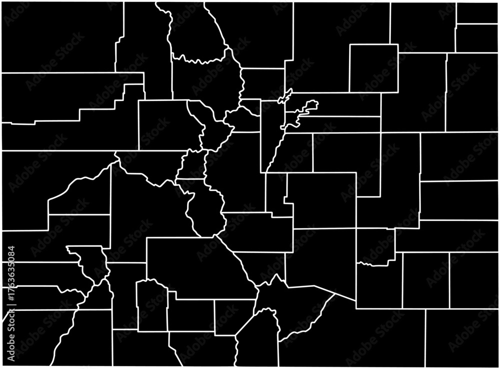 Vector political map of Colorado state outline with all internal county ...