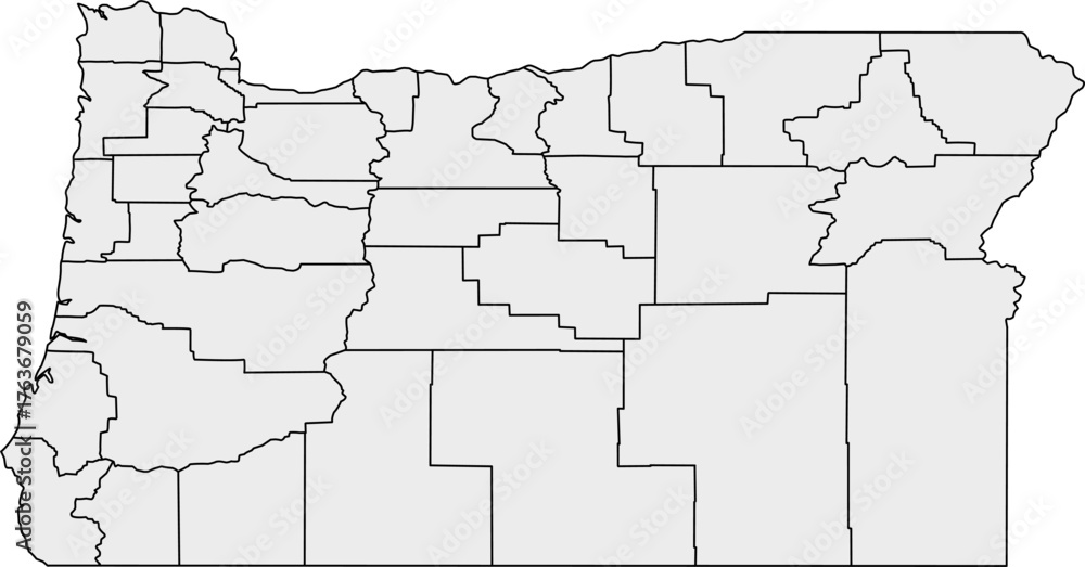 Vector political map of Oregon state outline with all internal county ...