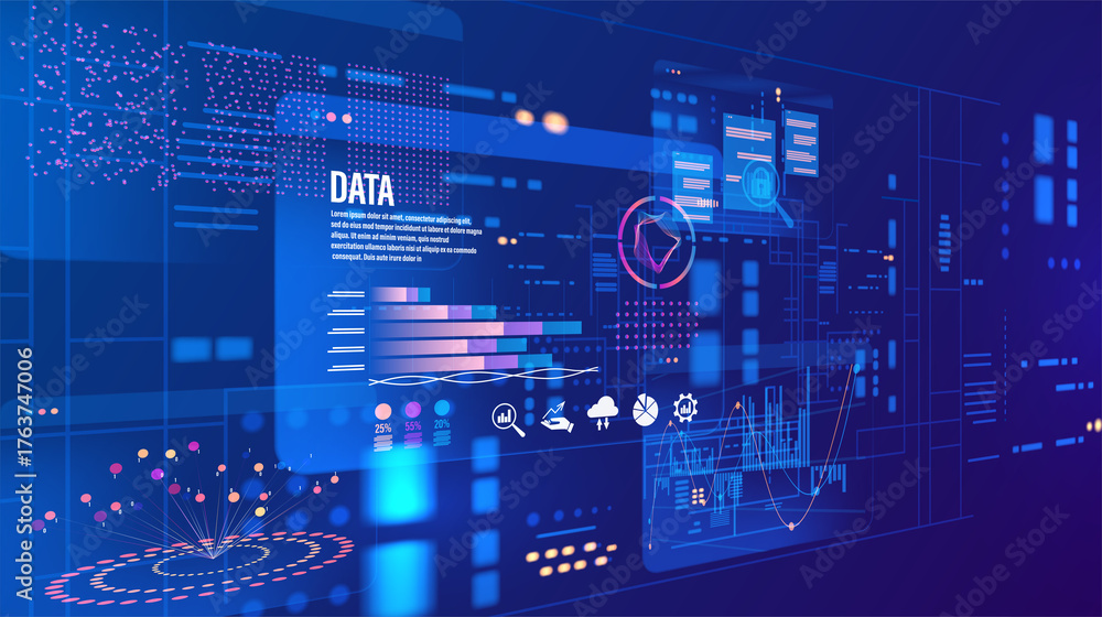 Ilustración de Stock Abstract Big Data Analytics Visualization ...