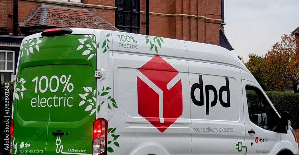 Leicester, England, UK - 17 October 2025: Side view of a DPD 100% ...
