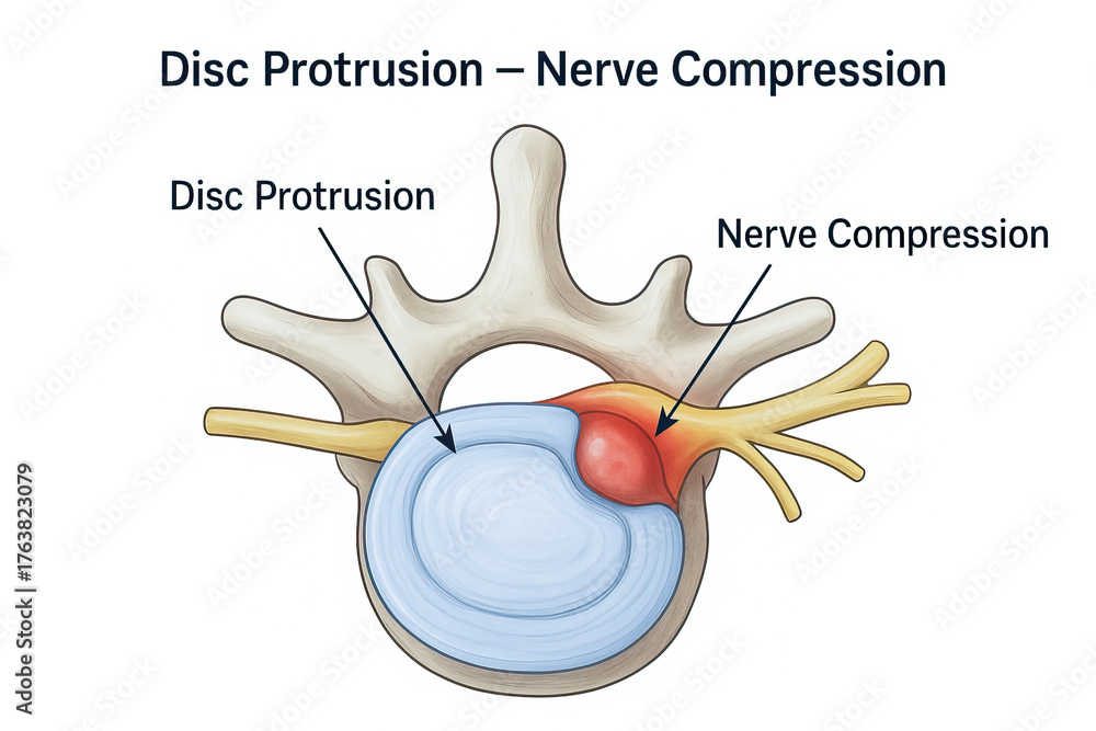 Disc protrusion herniated disc health awareness concept illustration ...