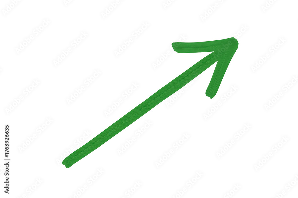 Green hand drawn arrow pointing up and right, showing progress, growth ...